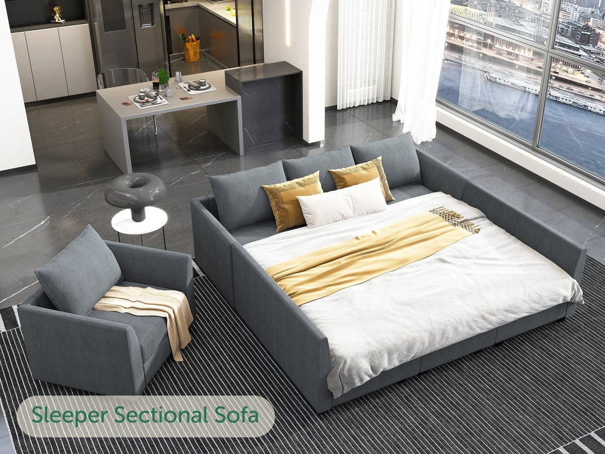 Modern U Shaped Convertible Sectional Modular Storage Sofa Couch