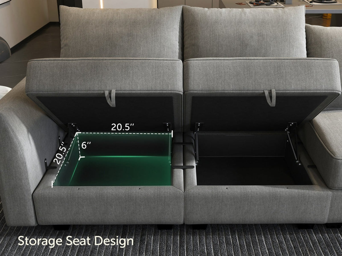 HONBAY Classic 10-Piece Polyester Modular Sectional Sofa With Storage ...