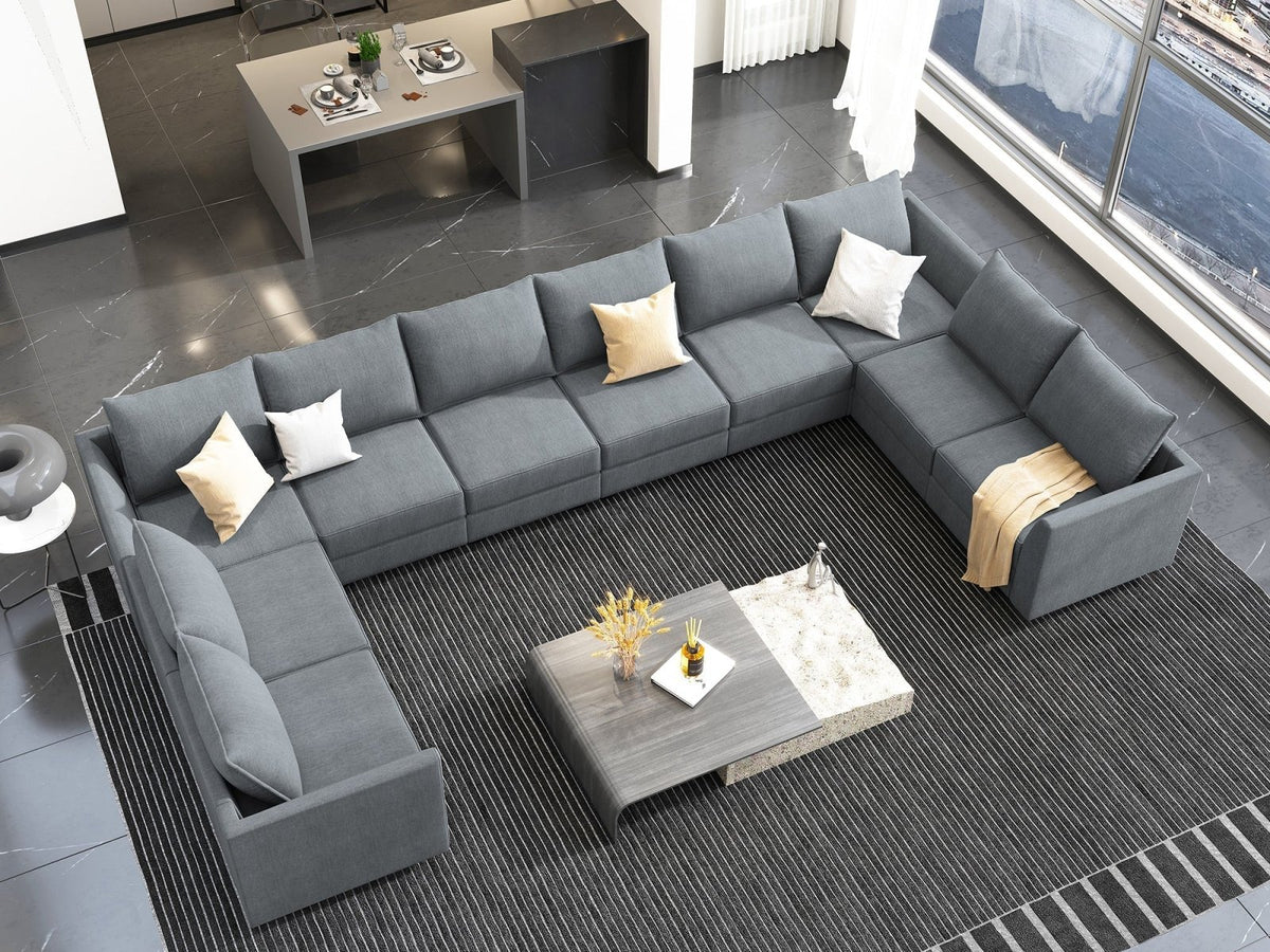 Modern U Shaped Convertible Sectional Modular Storage Sofa Couch