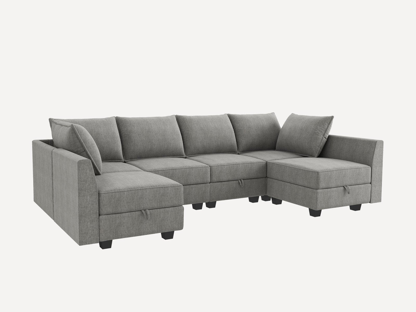 Honbay 6 Piece Polyester Modular Sectional Sofa With Storage Seat