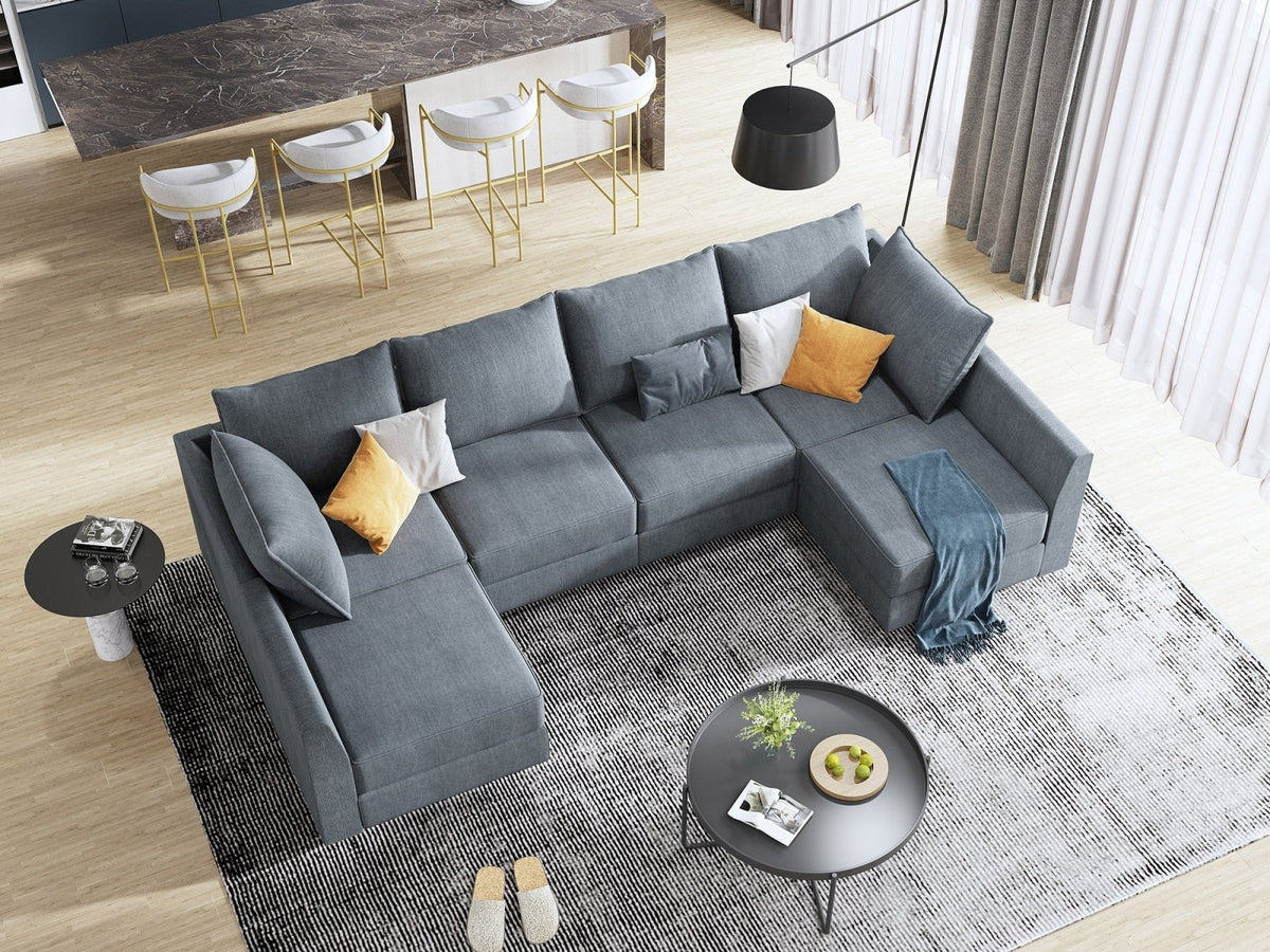 Honbay 6 Piece Polyester Modular Sectional Sofa With Storage Seat