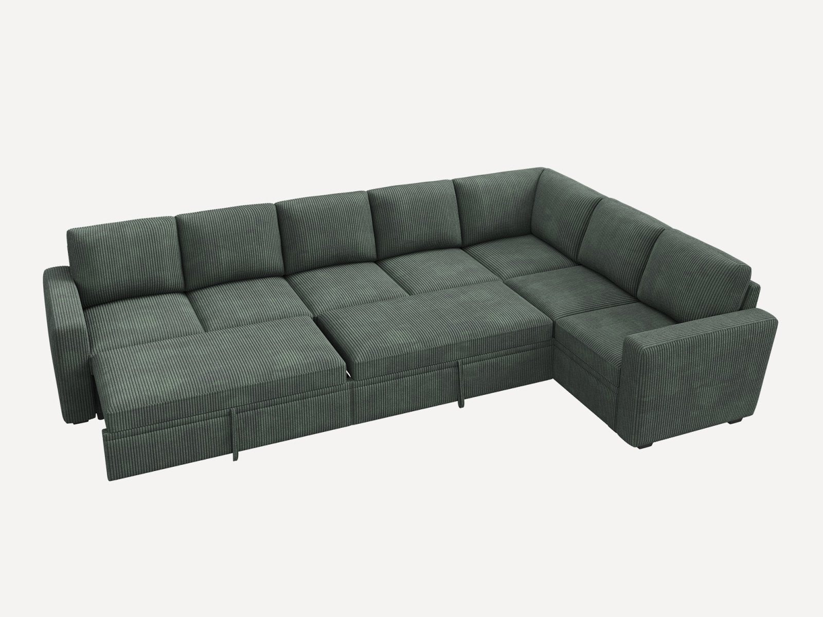HONBAY Host 7-Piece Corduroy Modular Sleeper Sectional Sofa With 2 ...