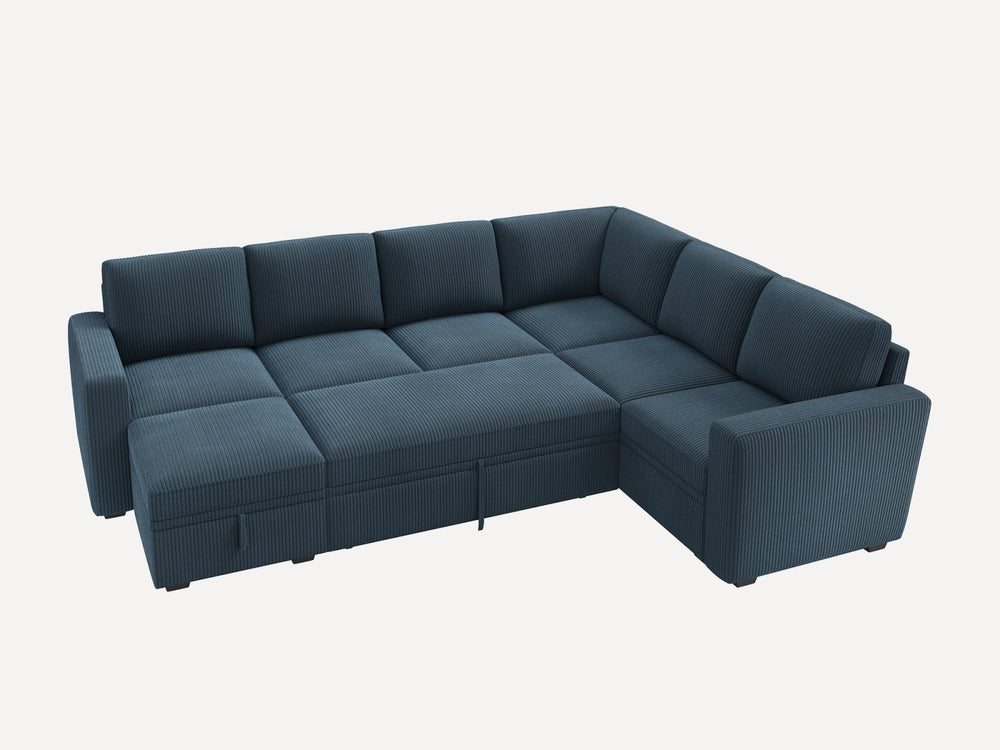 HONBAY Host 7-Piece Corduroy Modular Sleeper Sectional Sofa With ...