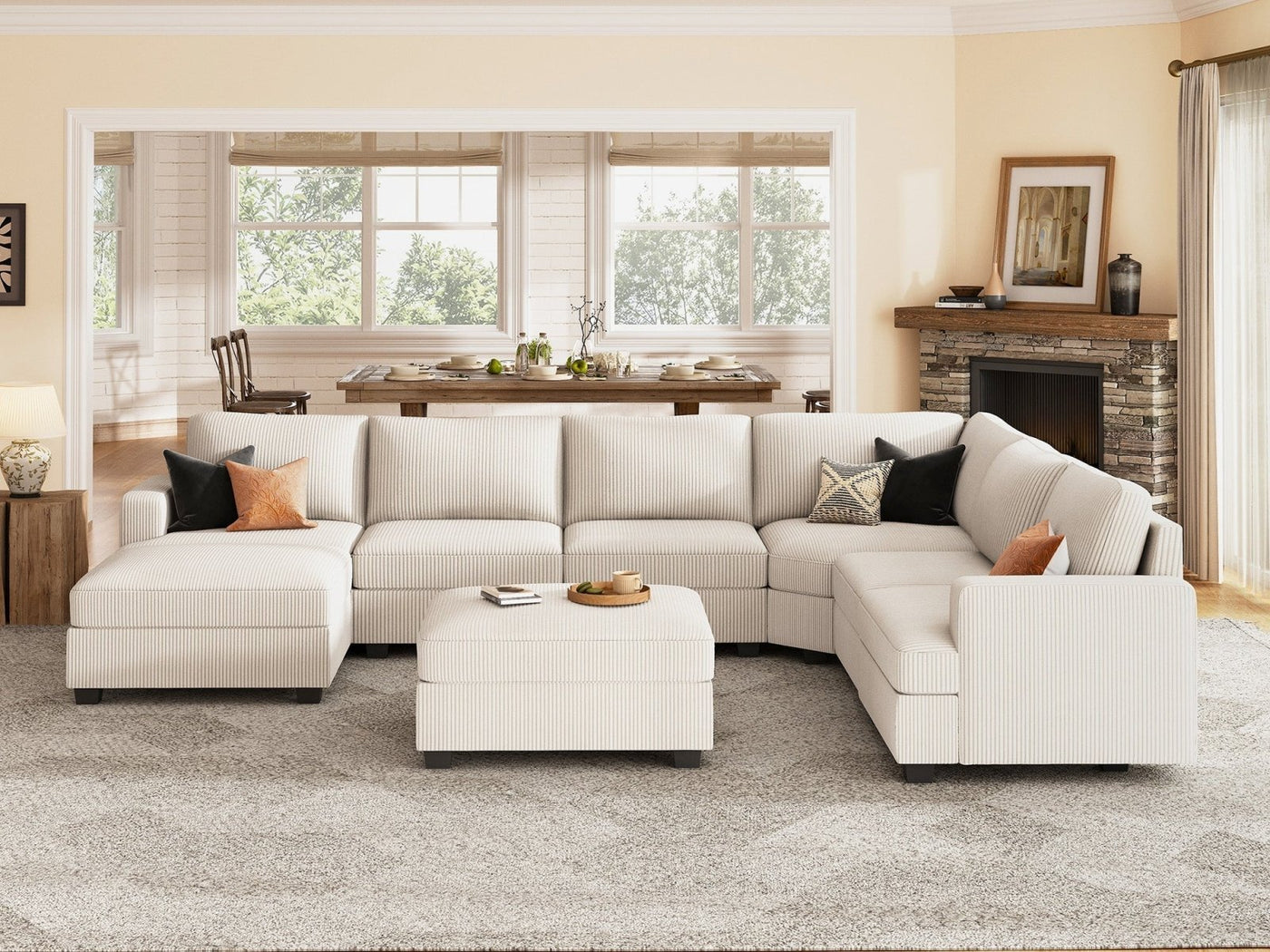 HONBAY Sopra 1 Piece Corduroy Modular Sectional Seat 8-Piece Corduroy ...