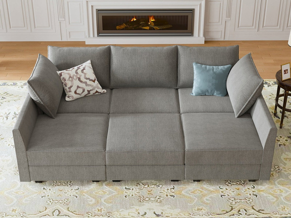 HONBAY Classic Polyester Modular Sleeper Sectional Sofa With Storage ...